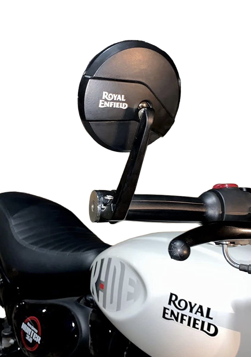 Handle Bar Grip End Round Side Rear View Mirror for Royal Enfield ...